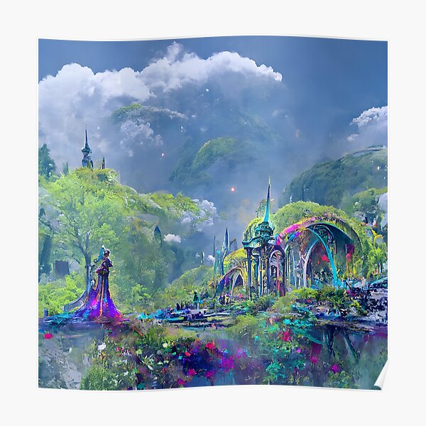 "Vibrant Fantasy Solarpunk" Poster by T-draw | Redbubble