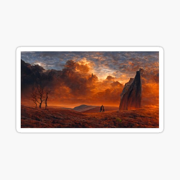 "Orange Landscape, inspired by the poem "Godlike"" Sticker for Sale by ...