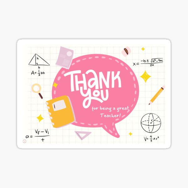 "Thank you for Being a Great Teacher! ~ Math Theme" Sticker for Sale by ...