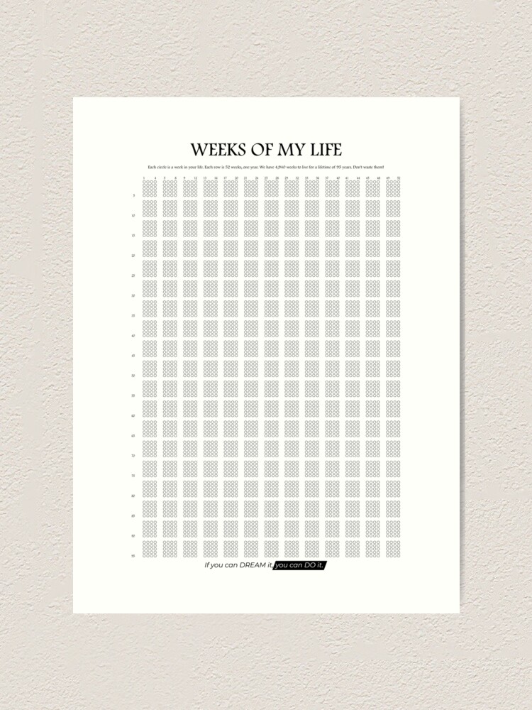"Life calendar Weeks of my life. V5" Art Print by grafik | Redbubble