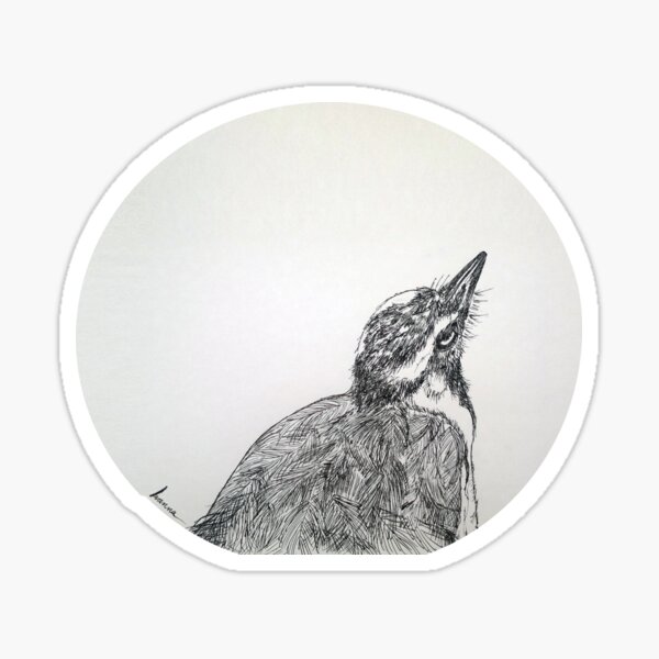 "Magpie Lark Print Oriental Zen Minimalist - Sumie ink australian bird ...