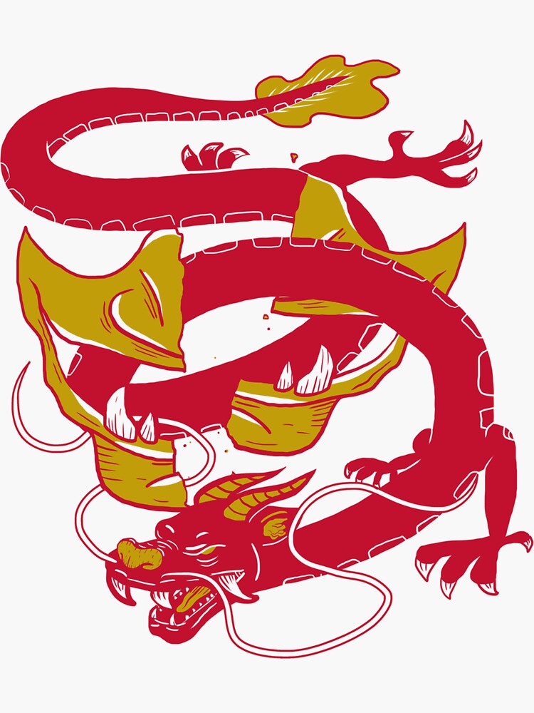 "Thin Dragon red" Sticker by Grand-Design | Redbubble