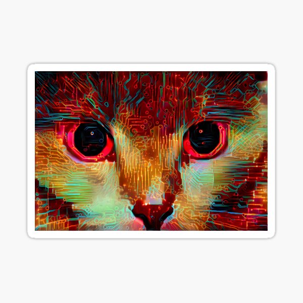 "Circuit cat" Sticker by AuroraFractals | Redbubble
