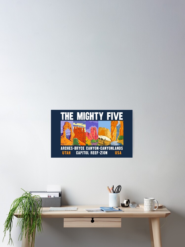 "Mighty Five Utah National Parks List Vintage" Poster for Sale by ...