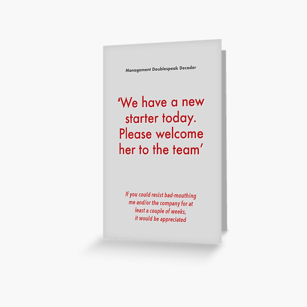 "Funny work card for coworker or colleague Welcome New Joiner Mgt ...