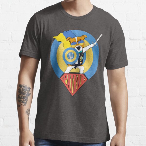 "Ukrainian Captain Patron Dog Superhero Cape Shield Sword" T-shirt by ...