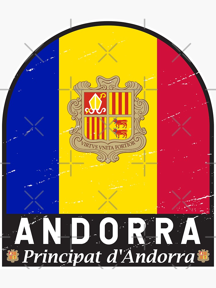 "Andorra Flag Emblem Distressed Vintage" Sticker for Sale by ...
