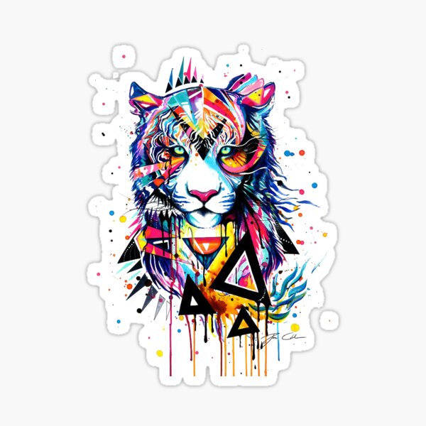 "Tiger Abstract Painting" Sticker by Alisa-Design | Redbubble