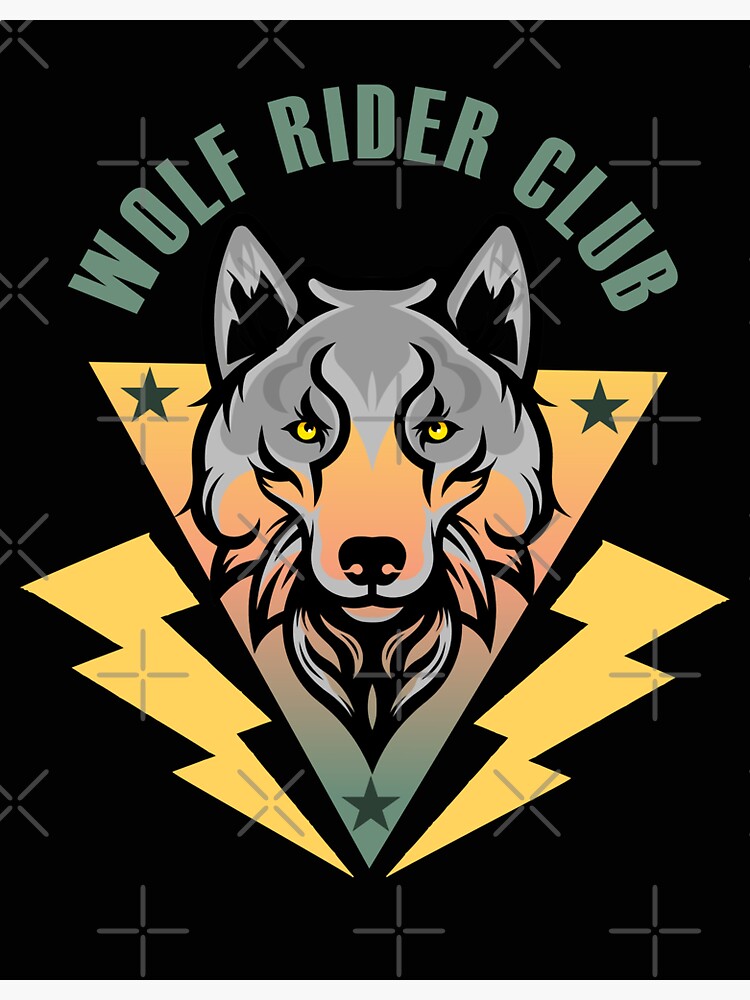 "WOLF RIDER CLUB wolf head design " Sticker for Sale by PINKISHRETROS ...