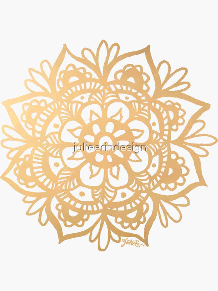 "Gold Mandala Flower" Sticker for Sale by julieerindesign | Redbubble