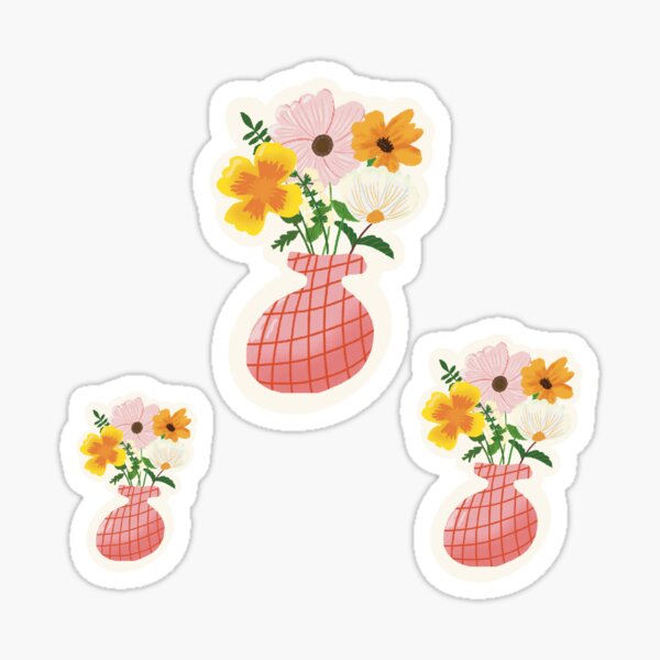 "Spring flowers vase" Sticker by OrangeSubArt | Redbubble