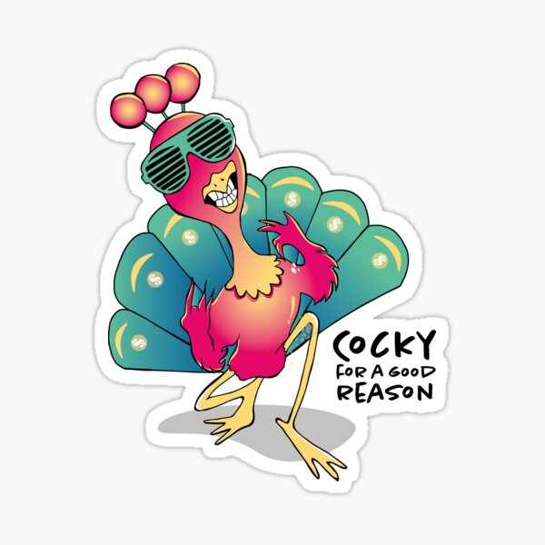 "Cocky For A Good Reason Peacock" Sticker by TheDesignPod | Redbubble