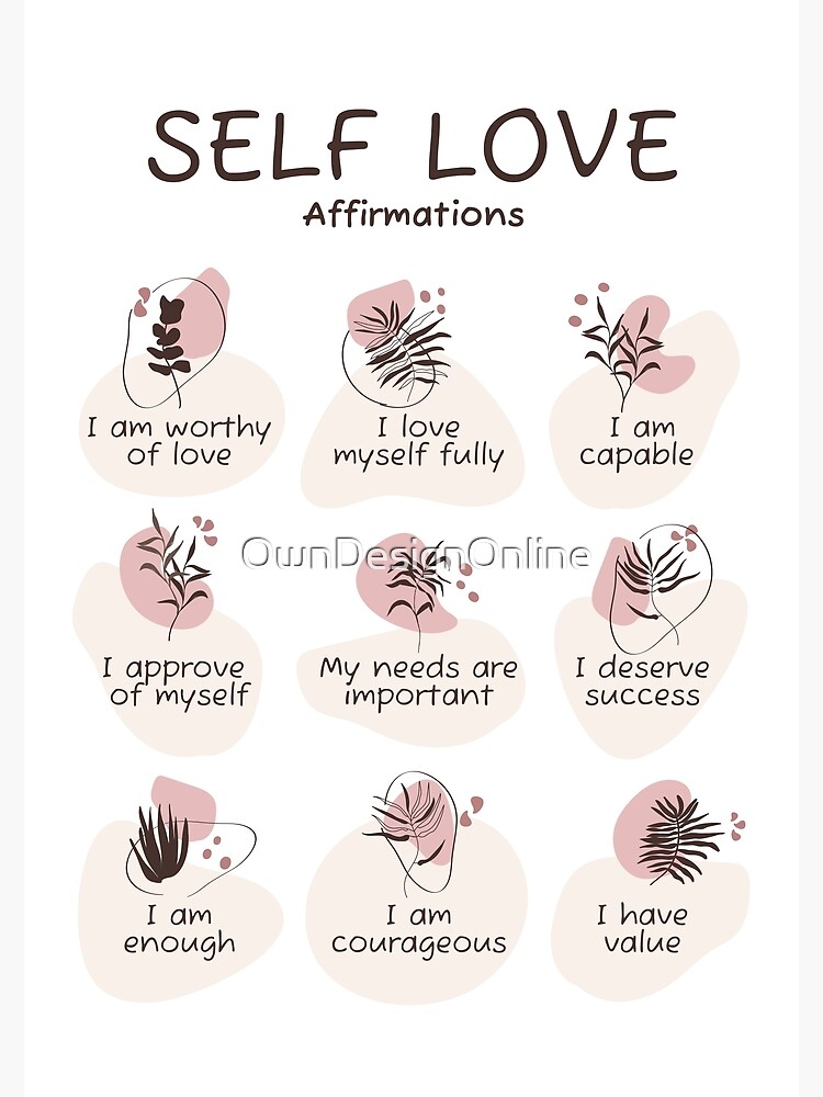 "Self-Love Affirmations" Art Print for Sale by OwnDesignOnline | Redbubble