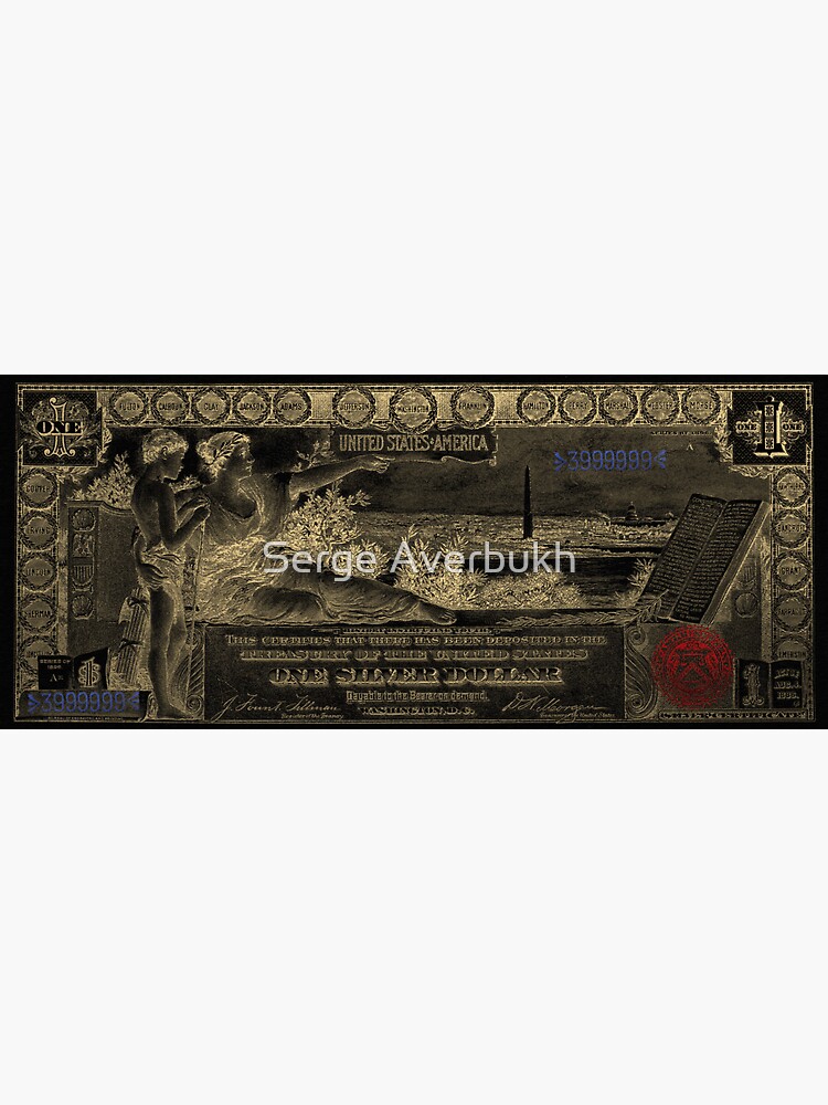 "One U.S. Dollar Bill - 1896 Educational Series in Gold on Black ...