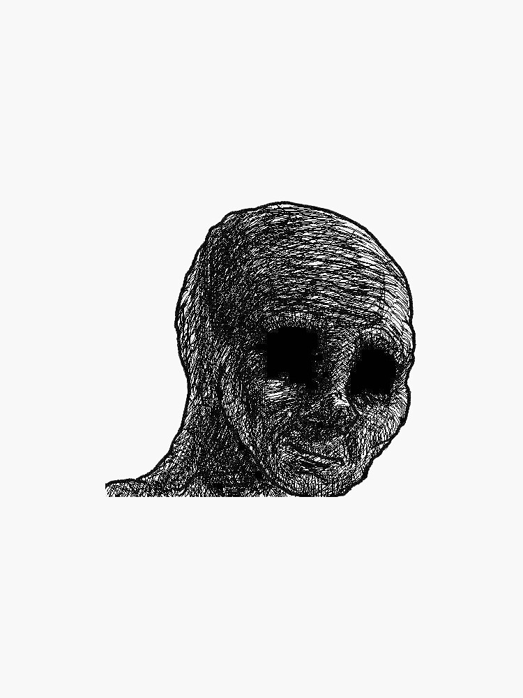 "Wojak falling into darkness" Sticker by Chaiser | Redbubble