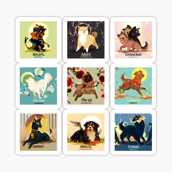 "Mytho doggos #1" Sticker for Sale by erinyedust | Redbubble