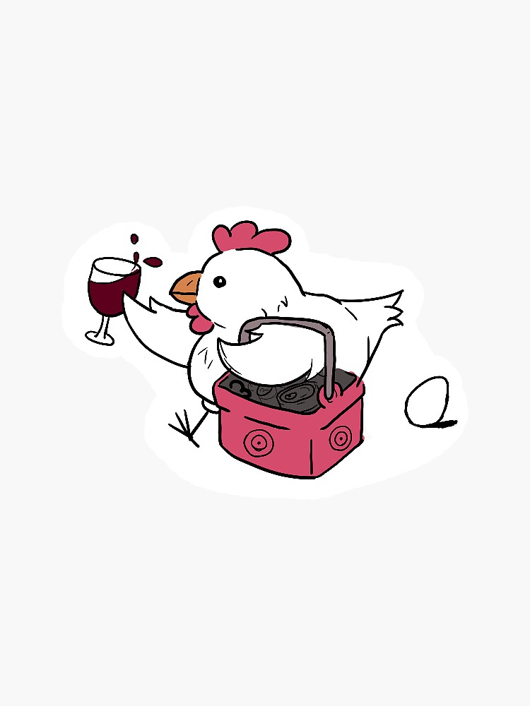 "Poor Impulse Control Chicken" Sticker by camcrowboy | Redbubble