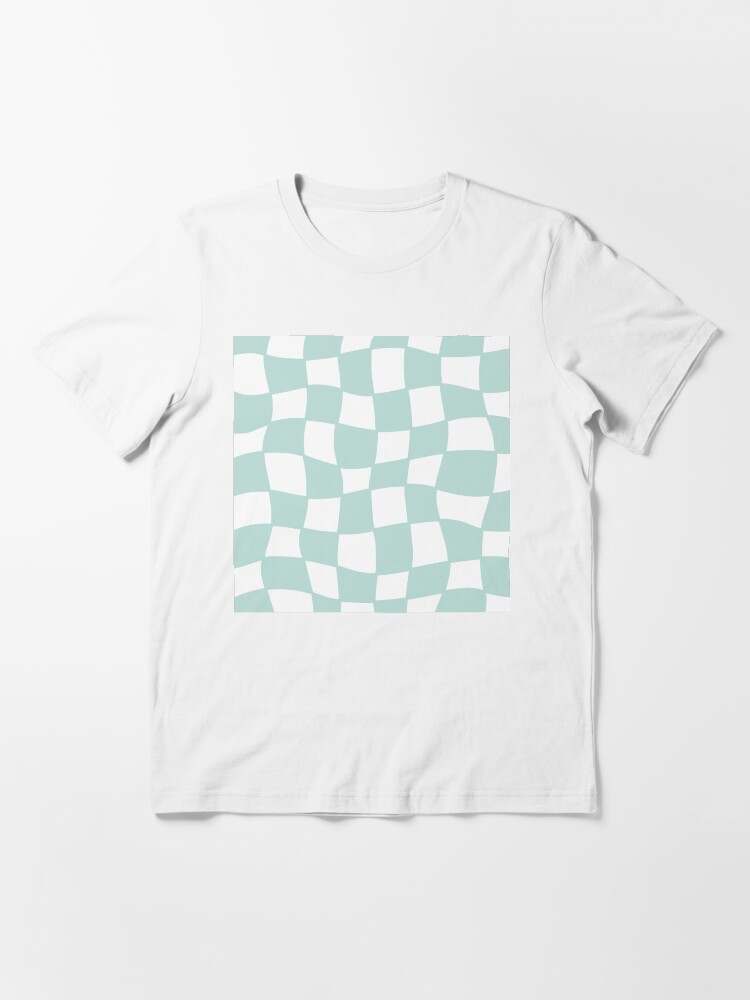 "Checkered Hand Drawn Checkerboard Print in Blue" T-shirt by ...