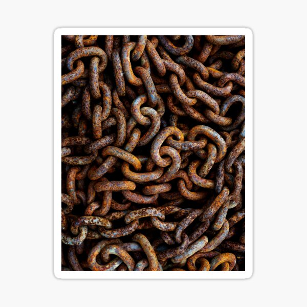 "Rusty Chains Unique Metal Chains and Links Design" Sticker by ...