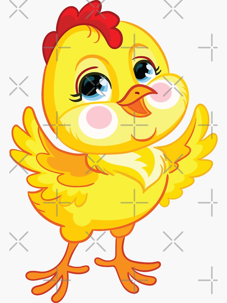 "Cute cartoon yellow chicken" Sticker by Alinart16 | Redbubble