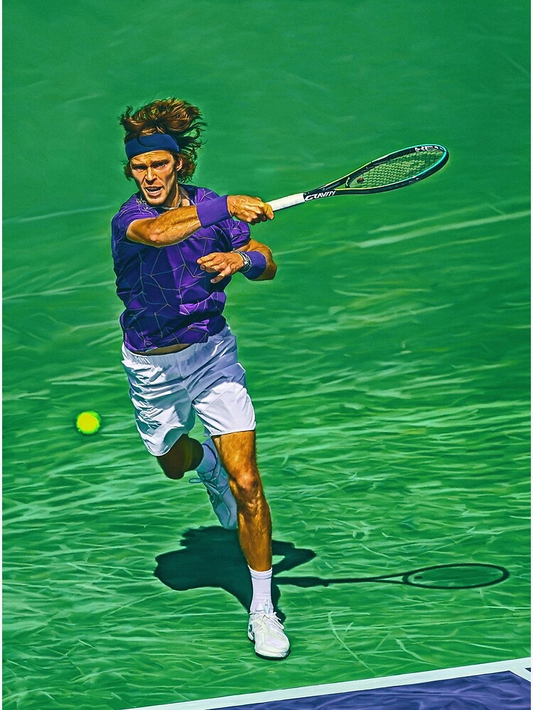 "Andrey Rublev plays forehand at Indian Wells 2022. Digital artwork ...