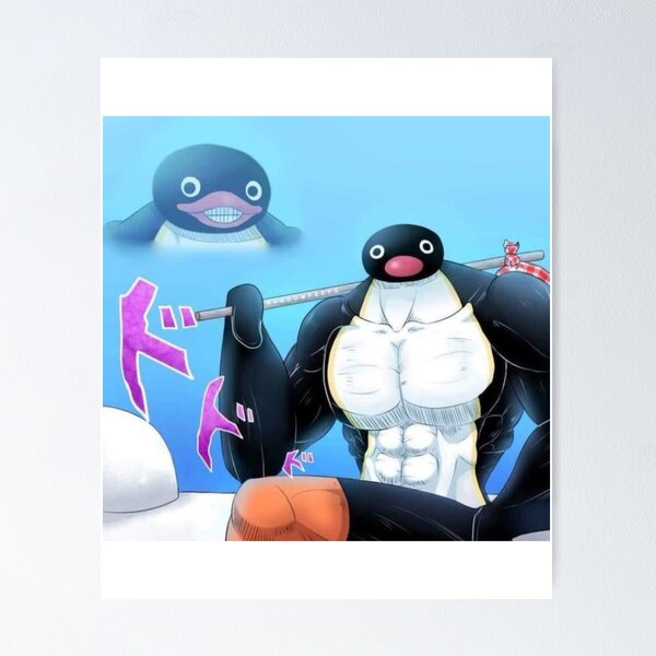 "buff pingu" Poster for Sale by Astronomiccc | Redbubble