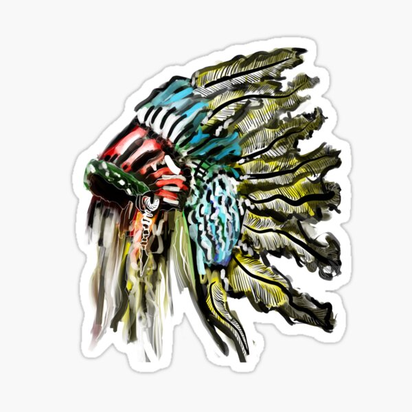 "Native war bonnet, historic feather headwear" Sticker by dusso | Redbubble