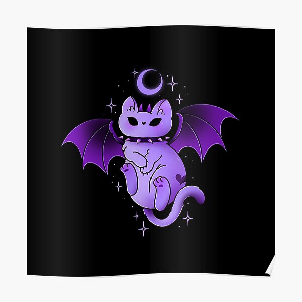 "Cat demon with bat wings " Poster for Sale by Texdoodles | Redbubble