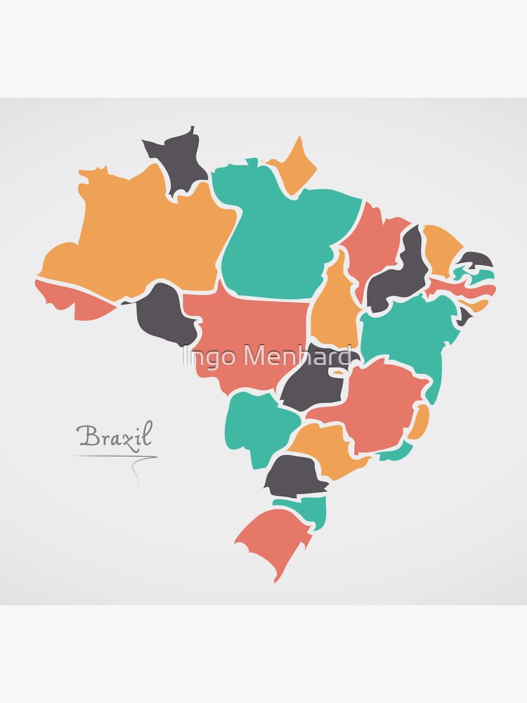 Pegatina «Mapa de Brasil con formas redondas modernas» de ingomenhard ...