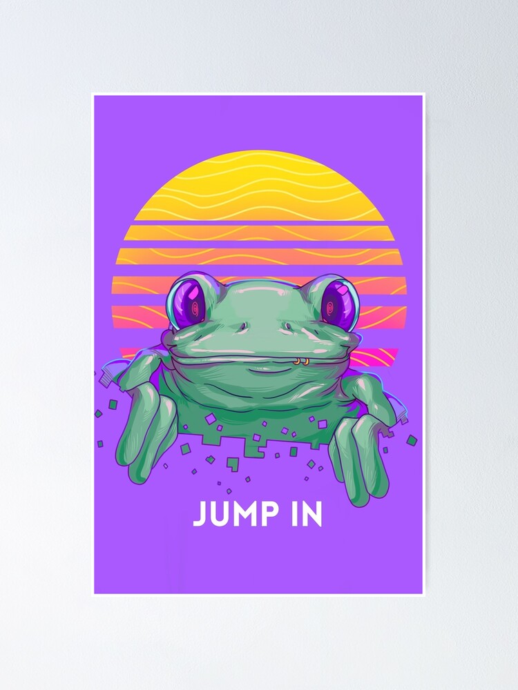 "Jump In 80's Retro Frog Poster Design" Poster for Sale by BlueMoonBarn ...