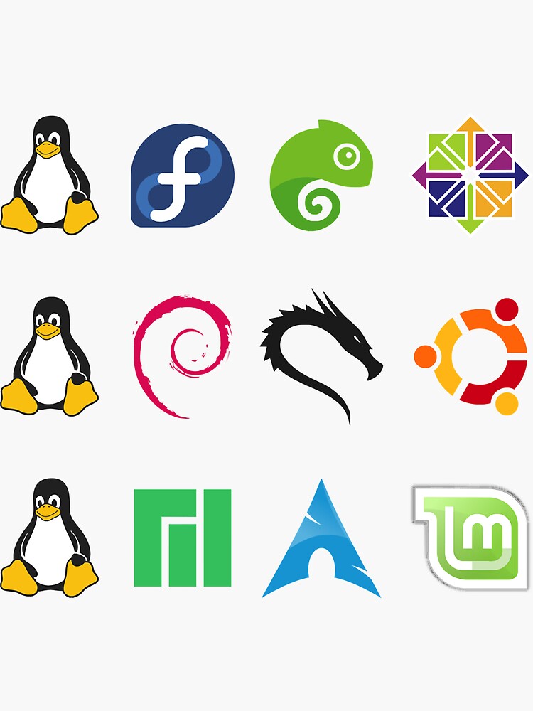 "3 Linux Tux und 9 der beliebtesten Linux-Distributionen" Sticker von ...