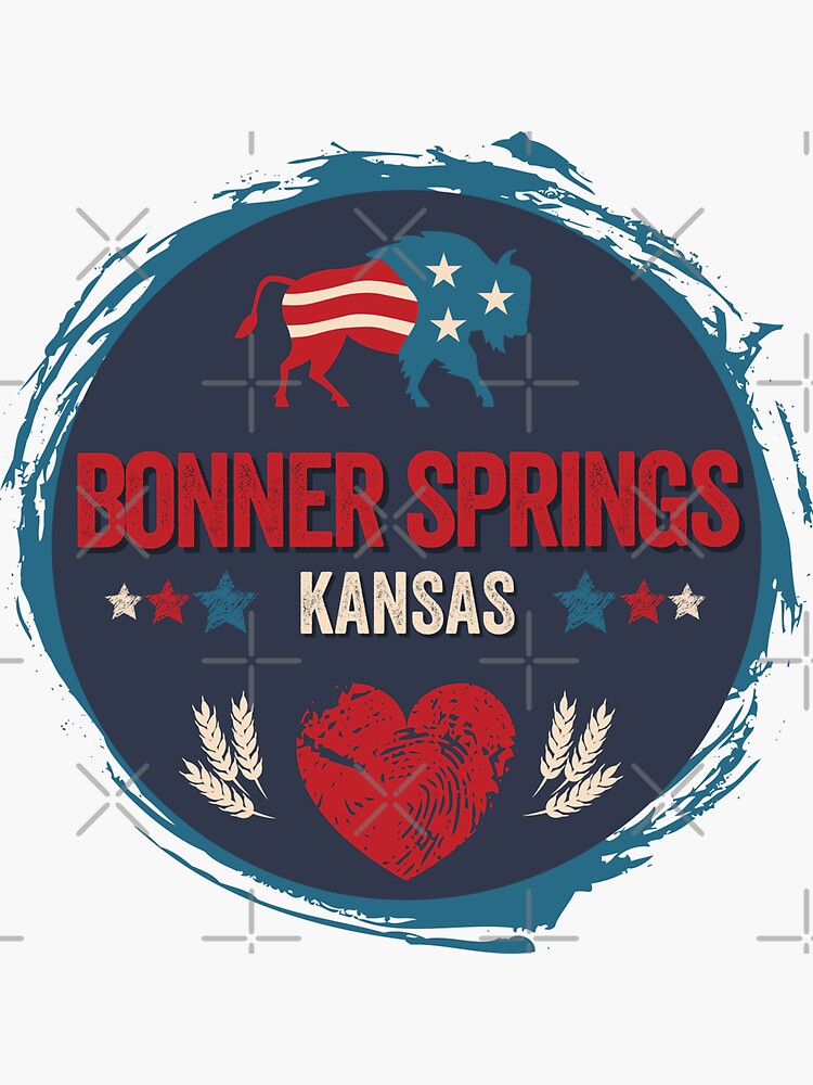 "Bonner Springs Kansas US Typography Distressed Design" Sticker for ...