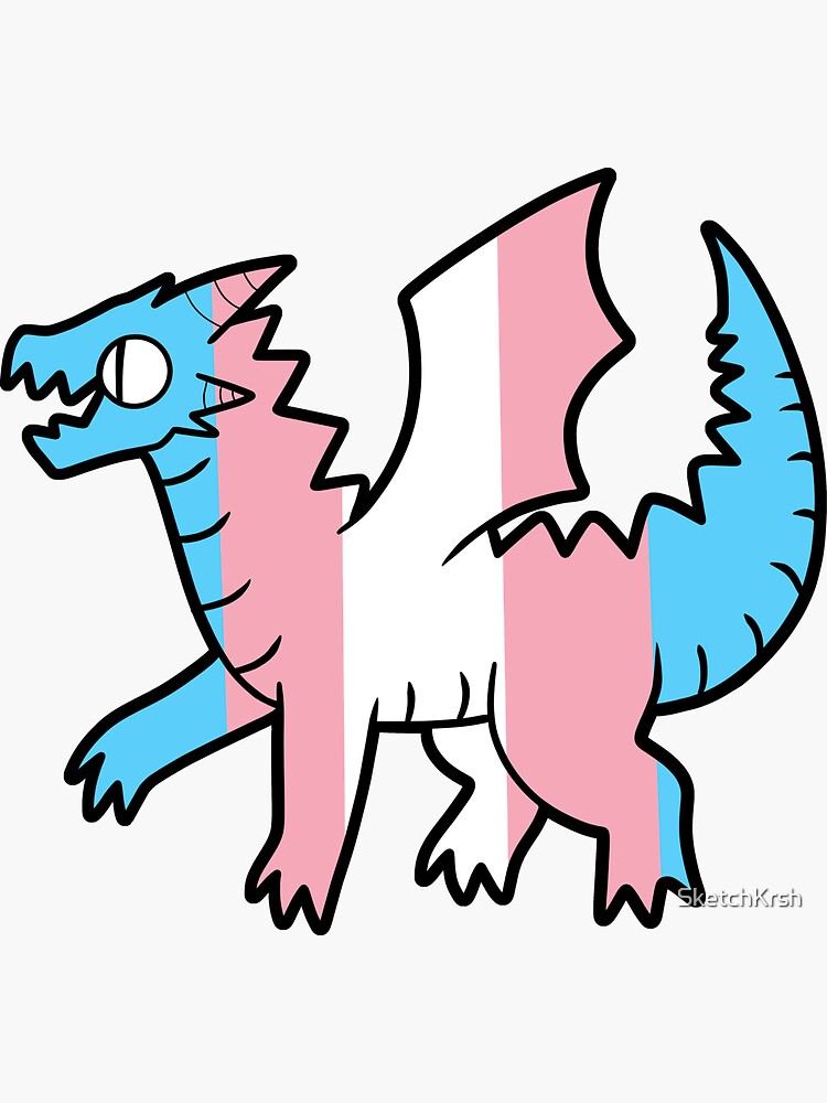 "Transgender Pride Dragon" Sticker by SketchKrsh | Redbubble