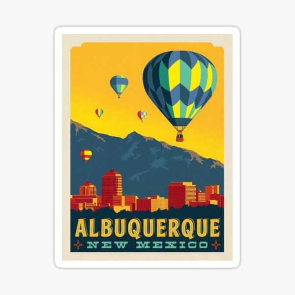 "Albuquerque, New Mexico Travel Vintage Poster" Sticker by Travel ...