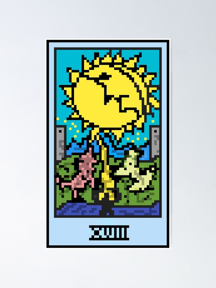 "Wait, is this pixel art tarot? White - Major Arcana 'The Moon' (Design ...