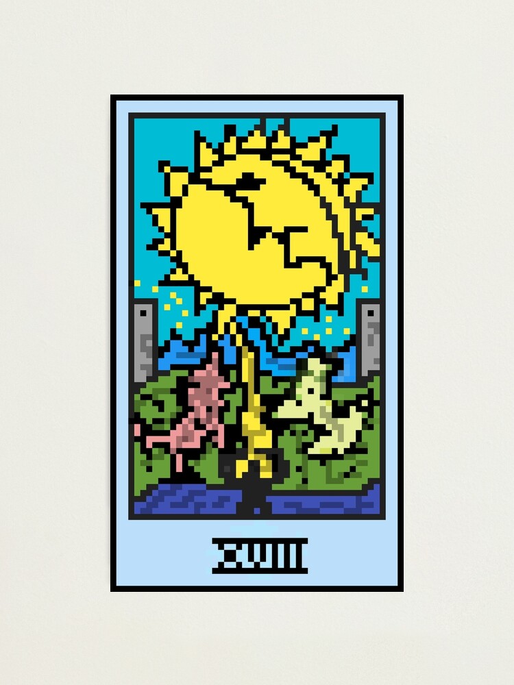 "Wait, is this pixel art tarot? Green - Major Arcana 'The Moon' (Design ...