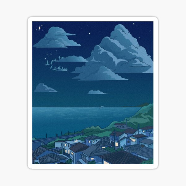 "Aesthetic Night Time Scenery" Sticker by MekArtsShop | Redbubble