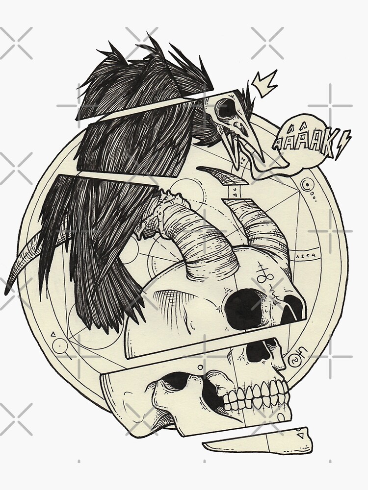 "Raven & Demon." Sticker by joreeman | Redbubble