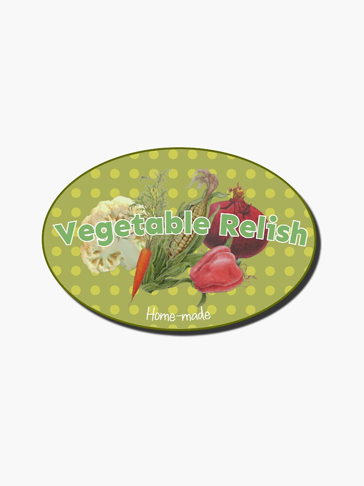 "Home-made Vegetable Relish Label" Sticker for Sale by ArtyRuby | Redbubble