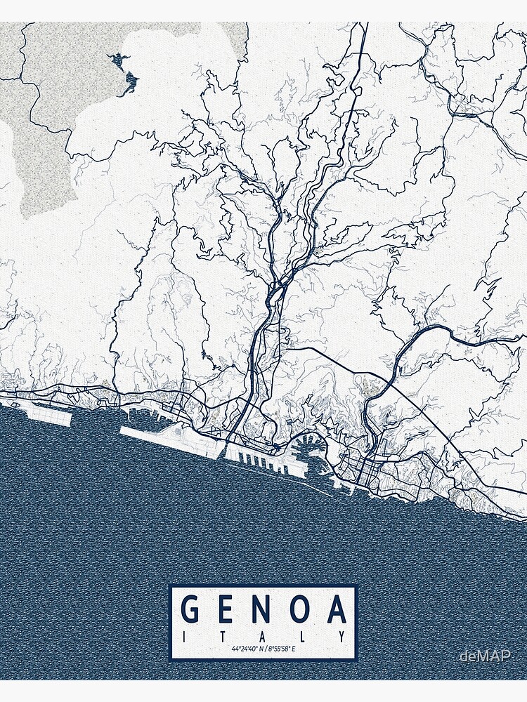 "Genoa City Map of Liguria, Italy - Coastal" Poster for Sale by deMAP ...