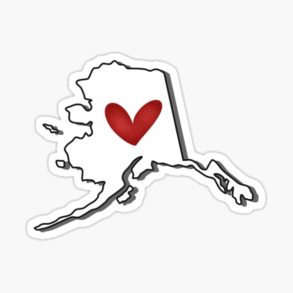 "I Love Alaska Map with Heart" Sticker by hijackhippo | Redbubble