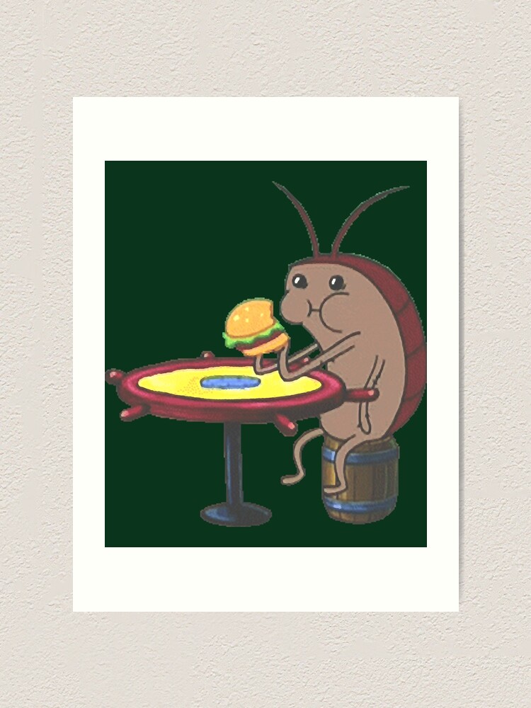 "Spongebob Cockroach Eating A Krabby Patty " Art Print by Getcustomtel ...