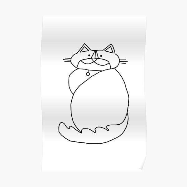 "Kevin the Cat Black Line Drawing" Poster for Sale by ellenhenry ...