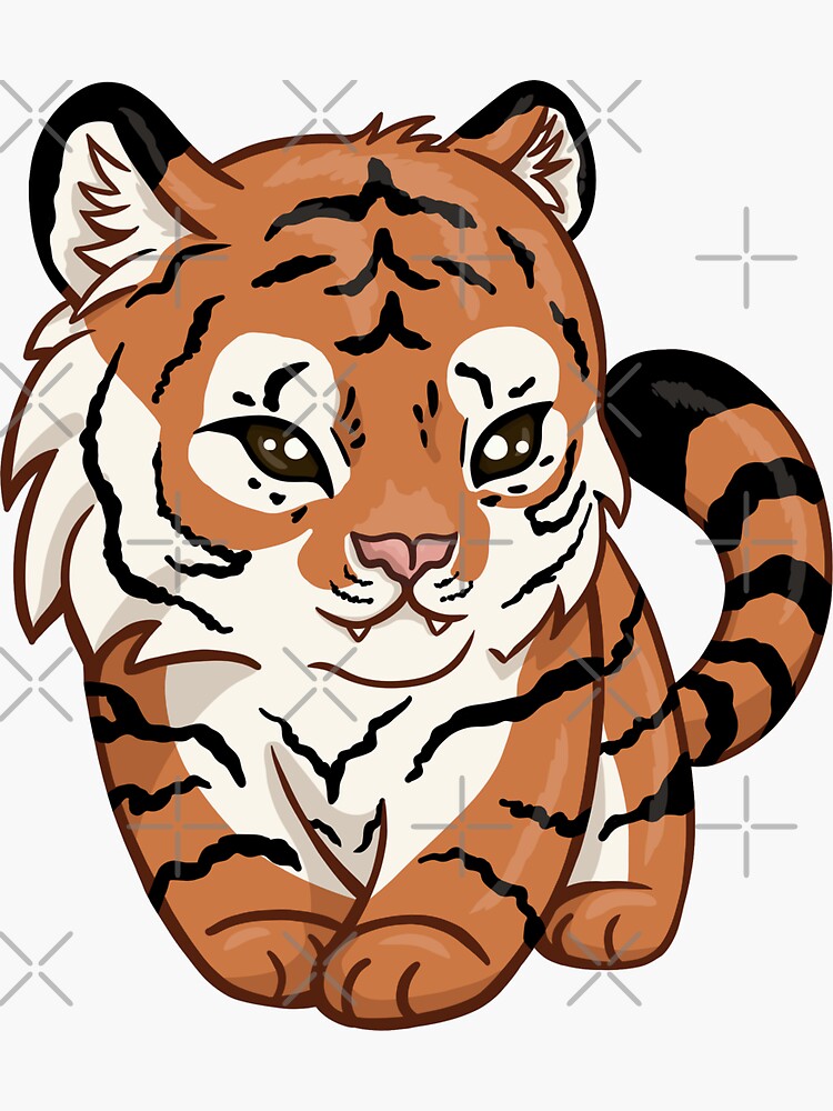 "Cute Chibi Tiger Orange" Sticker for Sale by PlumeHarfang | Redbubble