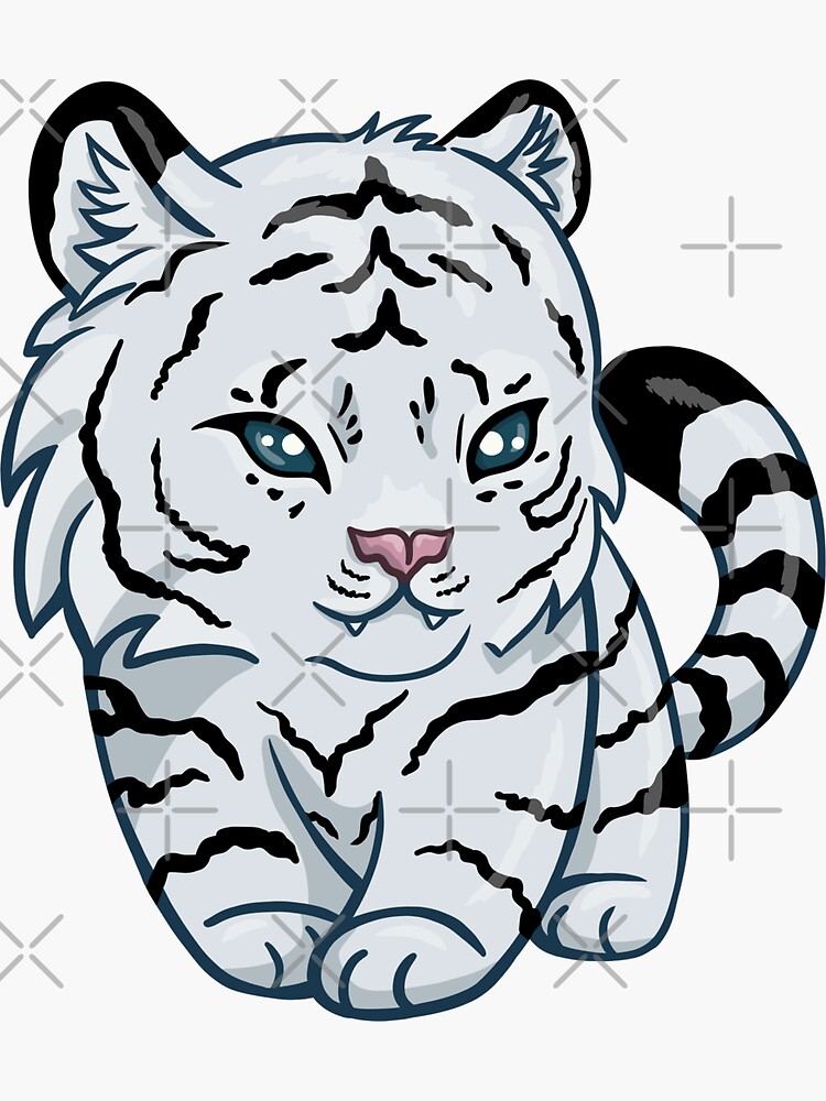 "Cute Chibi Tiger White" Sticker for Sale by PlumeHarfang | Redbubble