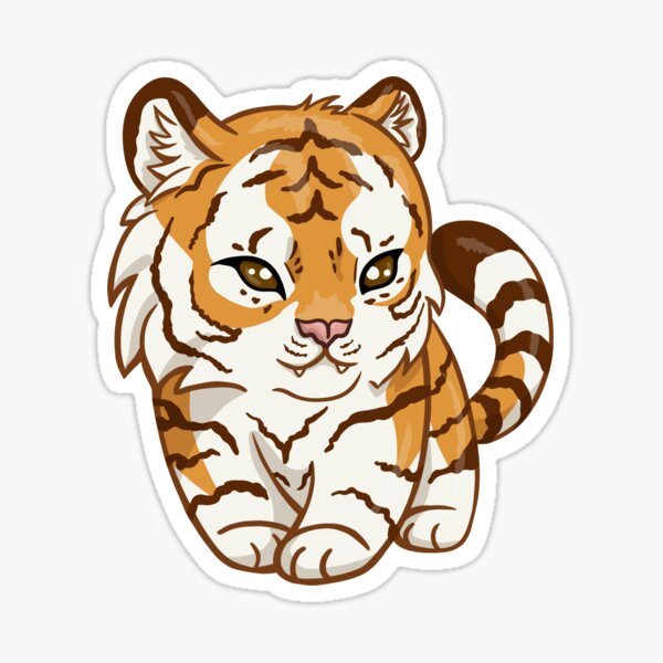 "Cute Golden Chibi Tiger" Sticker for Sale by PlumeHarfang | Redbubble