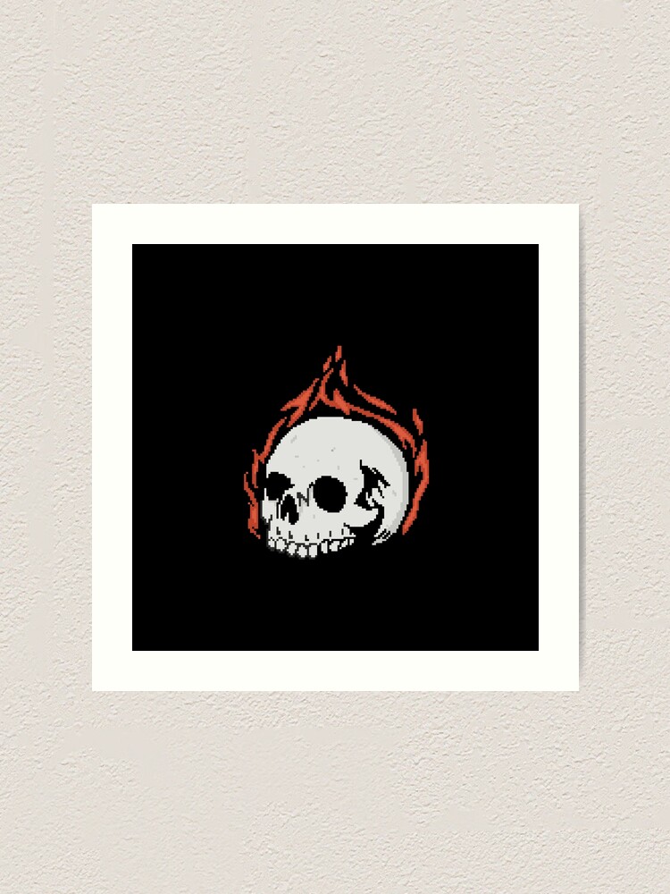 "Skull on fire pixel art" Art Print for Sale by Saumik-Z | Redbubble