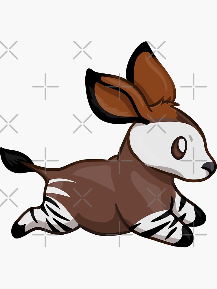 "Running Chibi Okapi" Sticker by PlumeHarfang | Redbubble