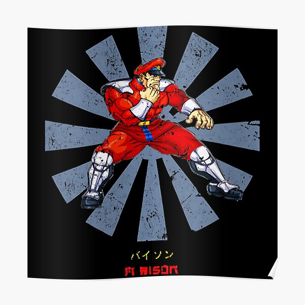 "M Bison Retro Japanese Street Fighter " Poster for Sale by Hennight372 ...