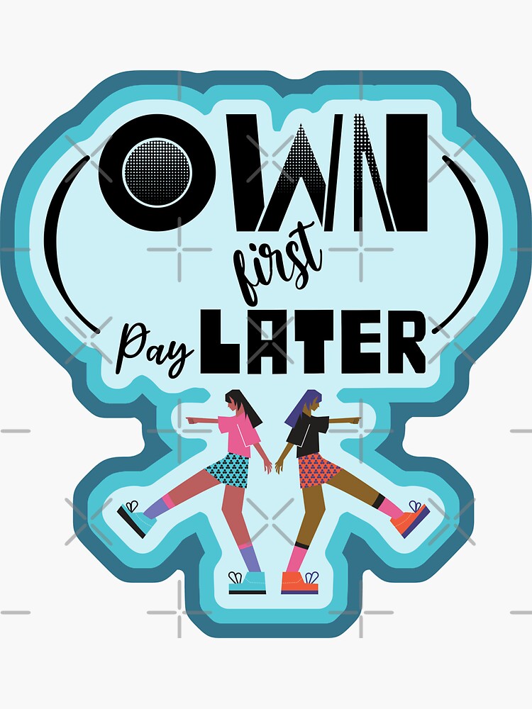 "Retro Girl Buy First Pay Later T-Shirt Sticker" Sticker by RetroPopArt ...